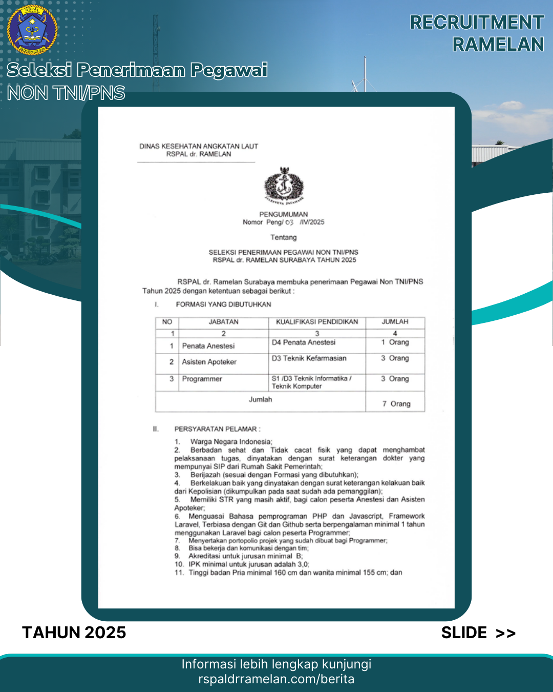 Berita - Fasilitas - RSPAL dr. Ramelan Surabaya