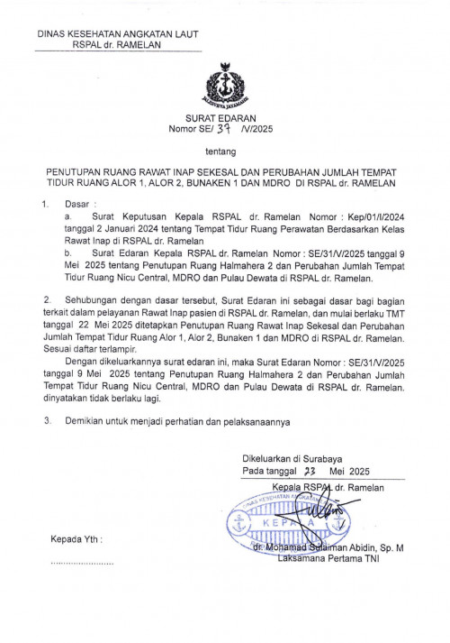 Rawat Inap - Fasilitas - RSPAL dr. Ramelan Surabaya